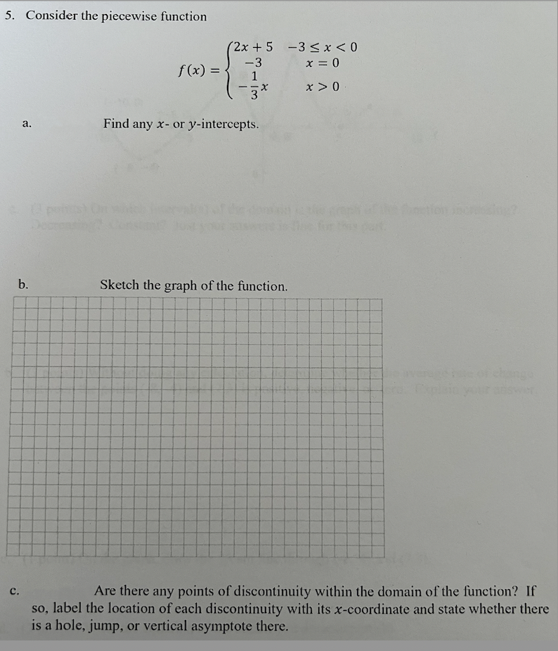 Solved 5. Consider the piecewise function | Chegg.com