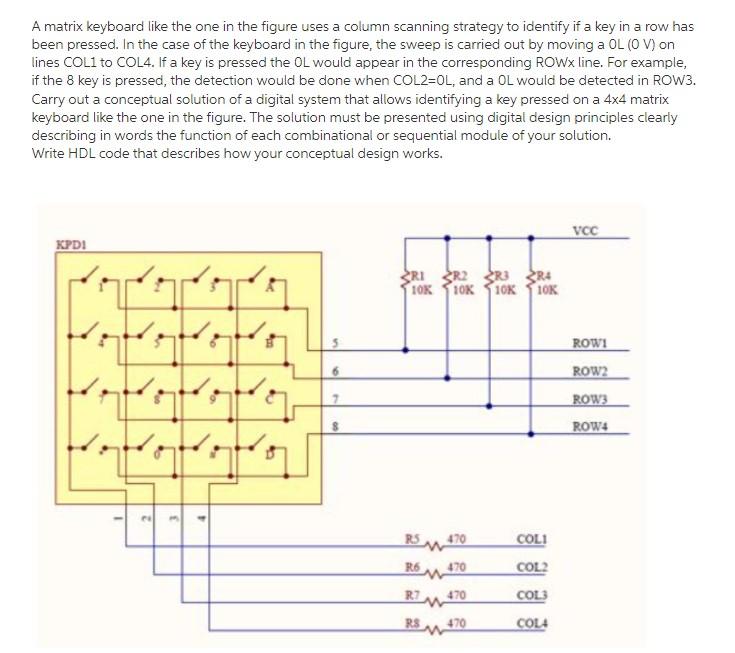 Solved A matrix keyboard like the one in the figure uses a | Chegg.com