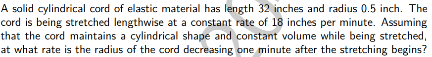 Solved A solid cylindrical cord of elastic material has | Chegg.com