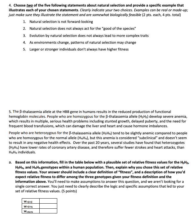 Solved 4. Choose two of the five following statements about | Chegg.com