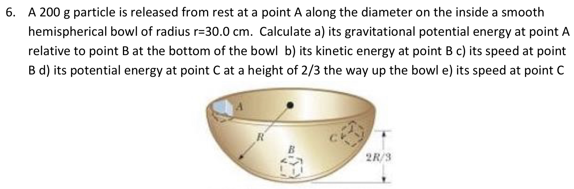 Solved 5. A 200 g particle is released from rest at a point | Chegg.com