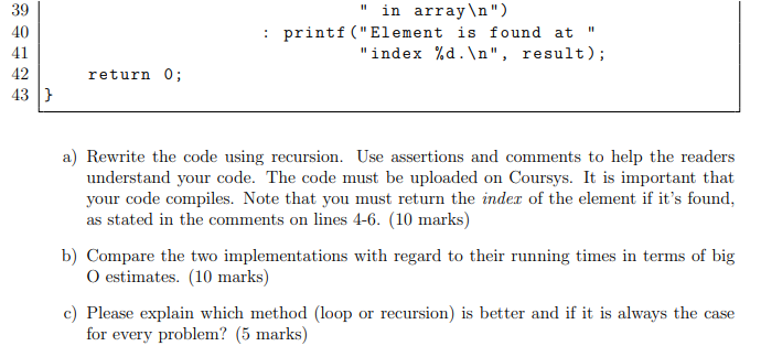 Solved Question 2 (25 marks) The following code is an | Chegg.com