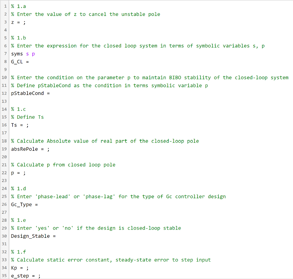 Solved My Solutions > Stabilize with Pole-Zero Cancellation, | Chegg.com