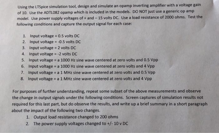 Solved Using the LTSpice simulation tool, design and | Chegg.com