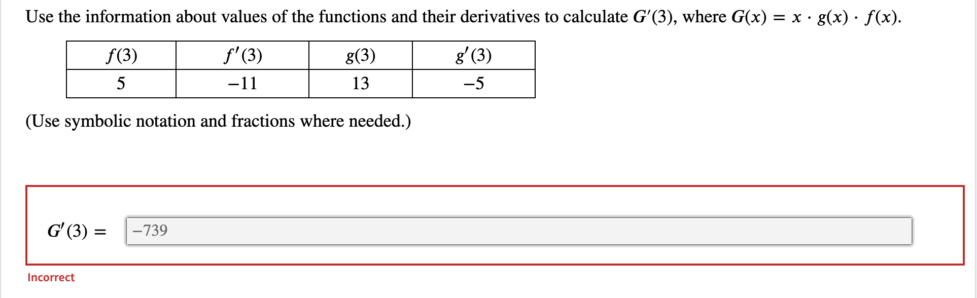 Solved Use the information about values of the functions and | Chegg.com