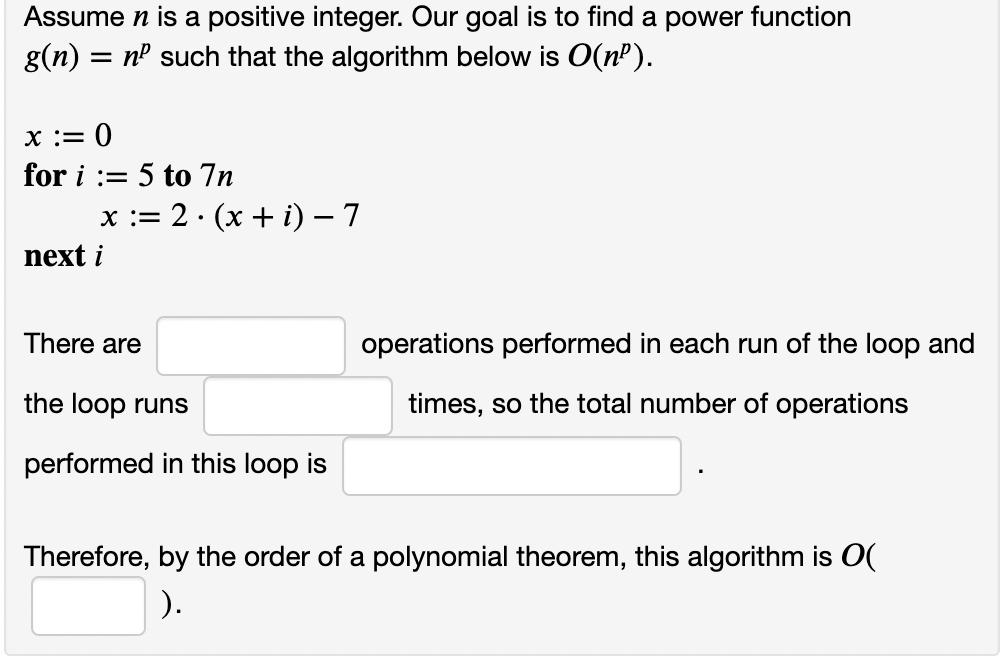 Solved Assume n is a positive integer. Our goal is to find a | Chegg.com