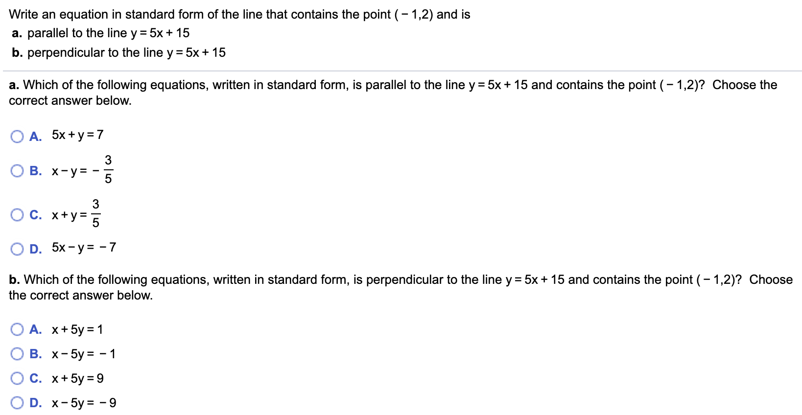 Solved Write An Equation In Standard Form Of The Line That Chegg
