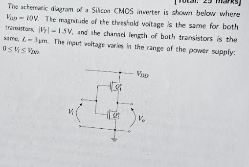 Solved The schematic diagram of a Silicon CMOS inverter is | Chegg.com