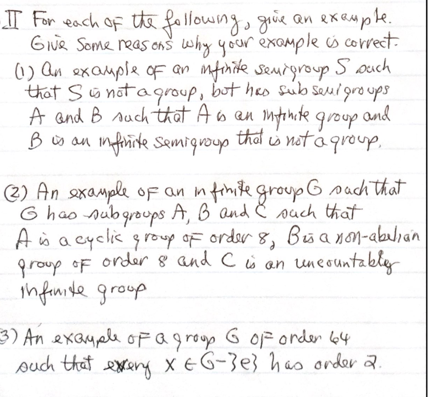 Solved • II For each of the following gruie an example. Give | Chegg.com