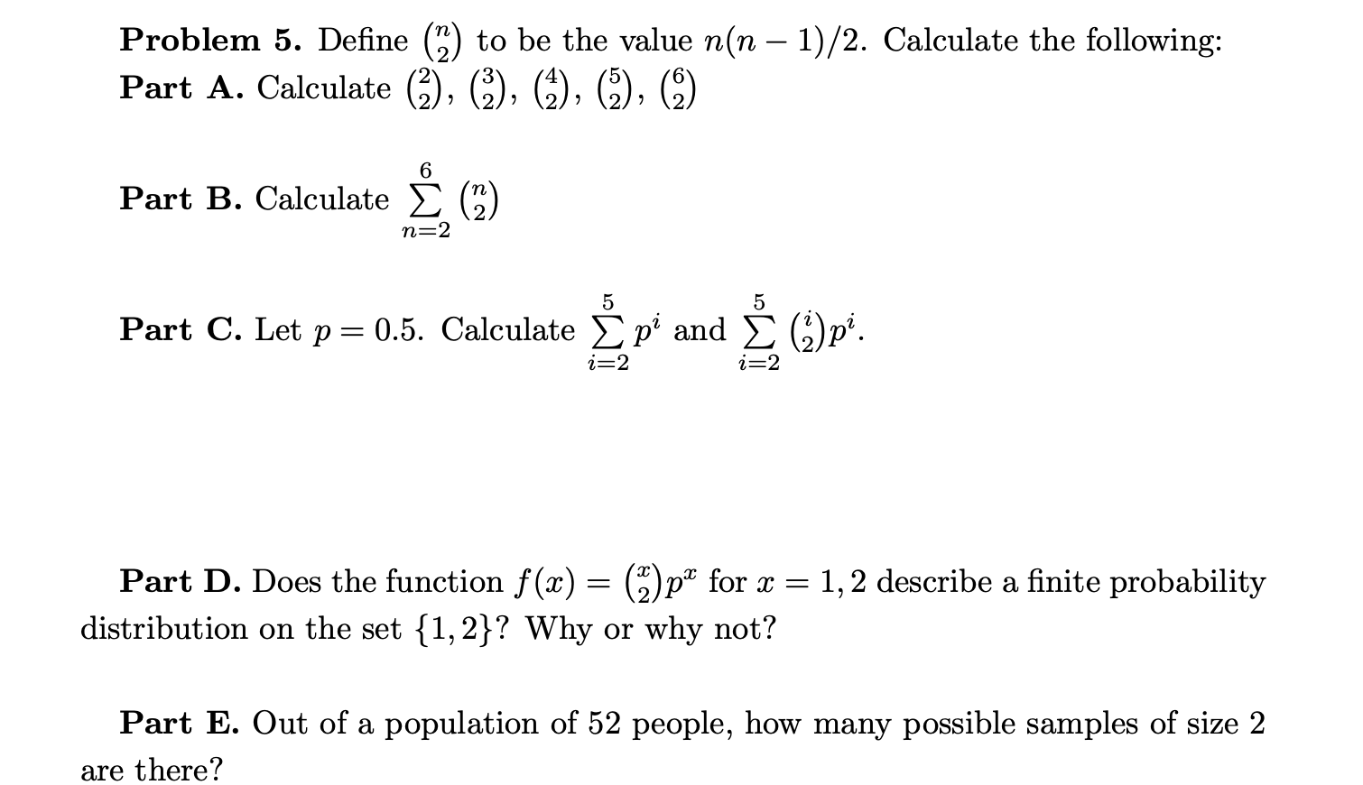 Solved Problem 5 Define 2 To Be The Value Nn − 12 