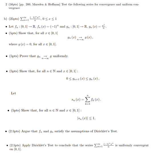 Solved 2 (50pts) [pp. 289, Marsden \& Hoffman] Test the | Chegg.com