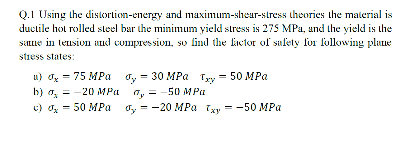 Solved Q.1 Using the distortion-energy and | Chegg.com