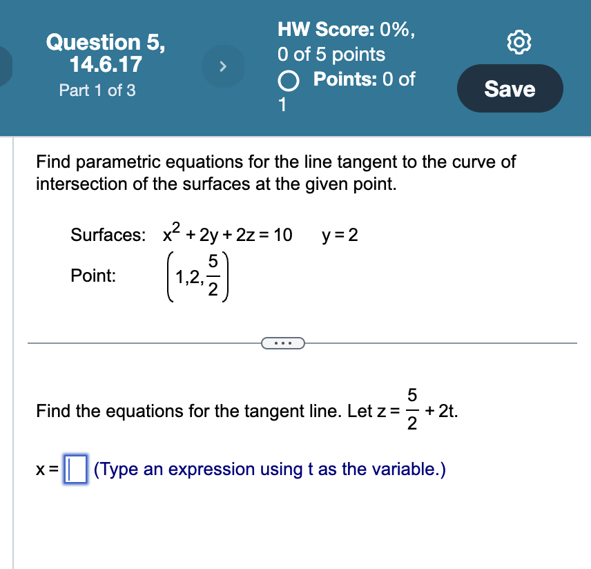 Solved Find parametric equations for the line tangent to the | Chegg.com