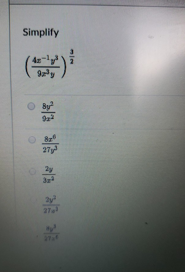 Solved Simplify 8r6 8a: 27 2y 3z2 2y 27 | Chegg.com