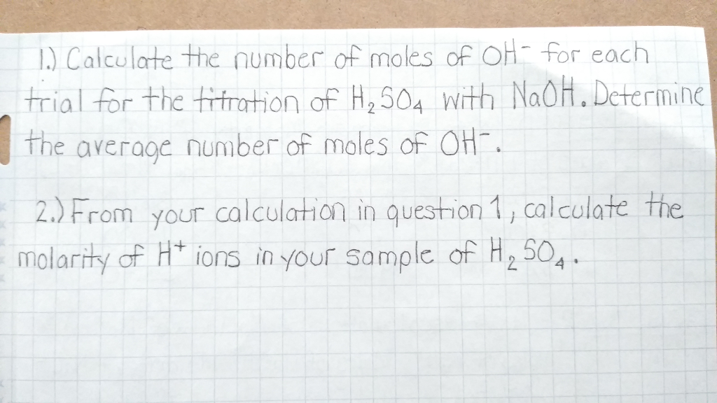 Solved 1.) Calculate the number of moles of OH- for each | Chegg.com