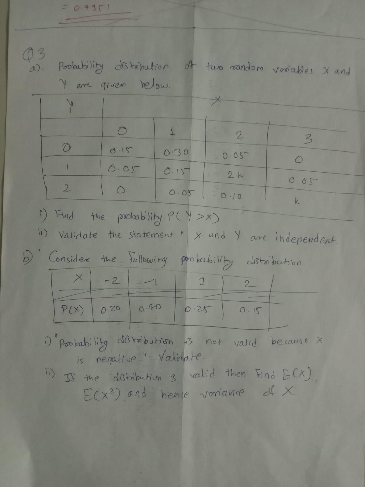Solved Q.3 a). Probability distribution of two random | Chegg.com