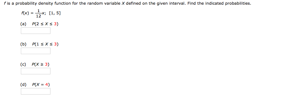 Solved f is a probability density function for the random | Chegg.com