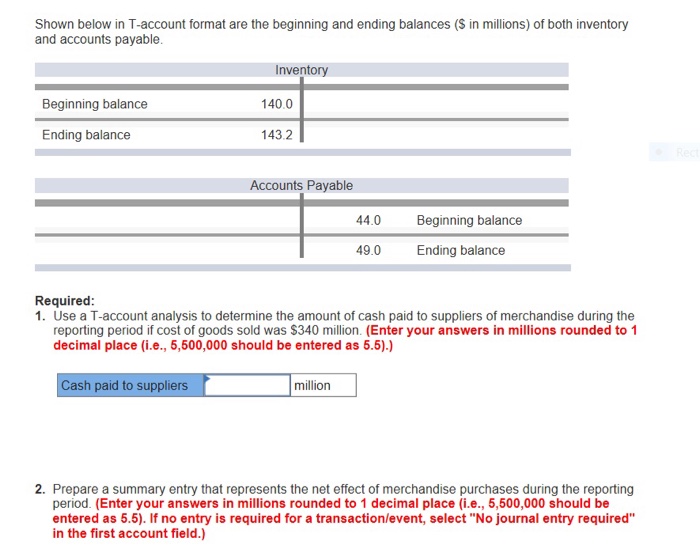 Solved Shown below in T-account format are the beginning and | Chegg.com