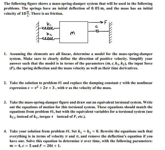 Solved The following figure shows a mass-spring-damper | Chegg.com
