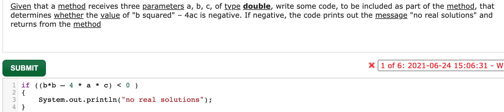 Solved Given that a method receives three parameters a, b, | Chegg.com