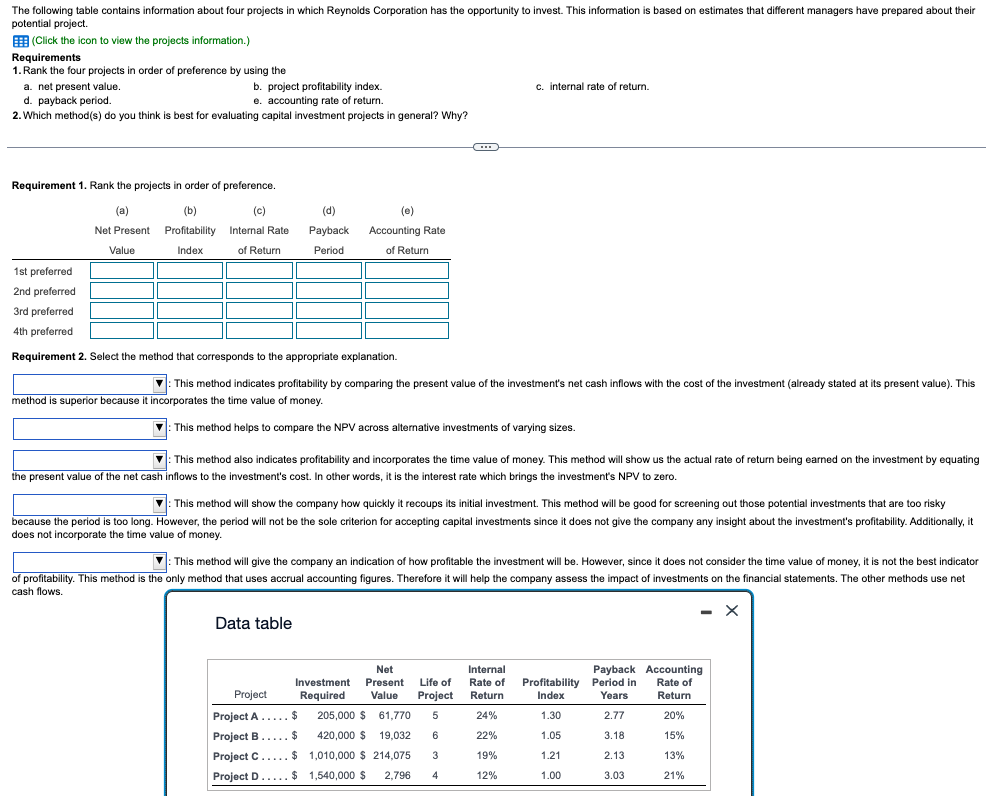 Solved Accounting Rate Of Return Arr Internal Rate Of