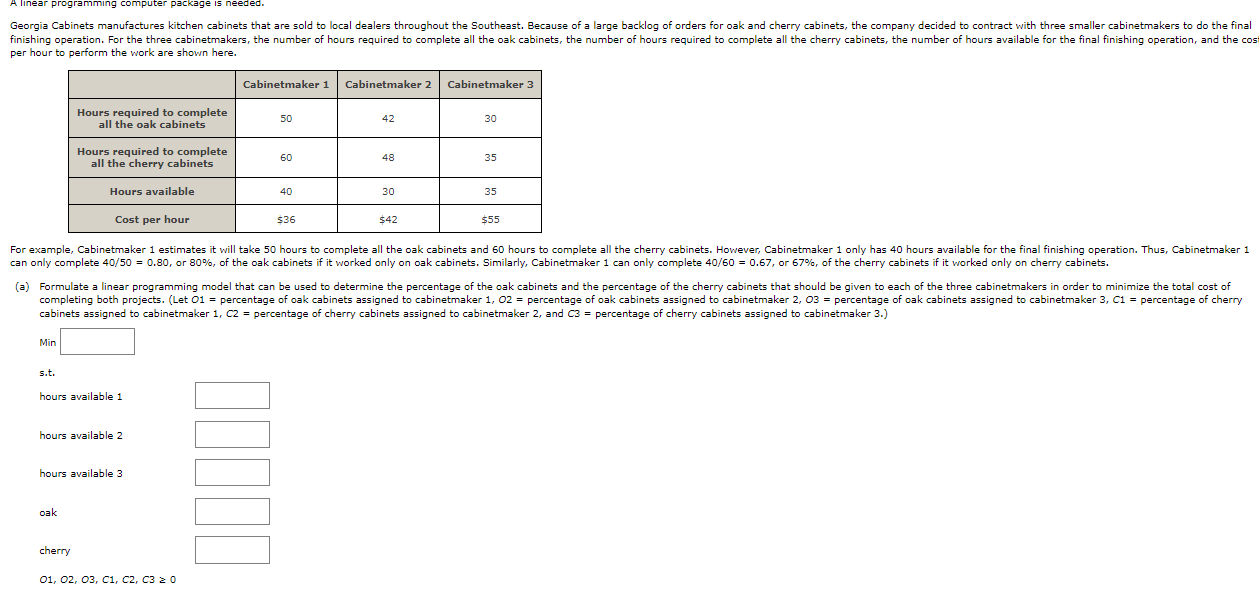 Solved per hour to perform the work are shown here.values to | Chegg.com