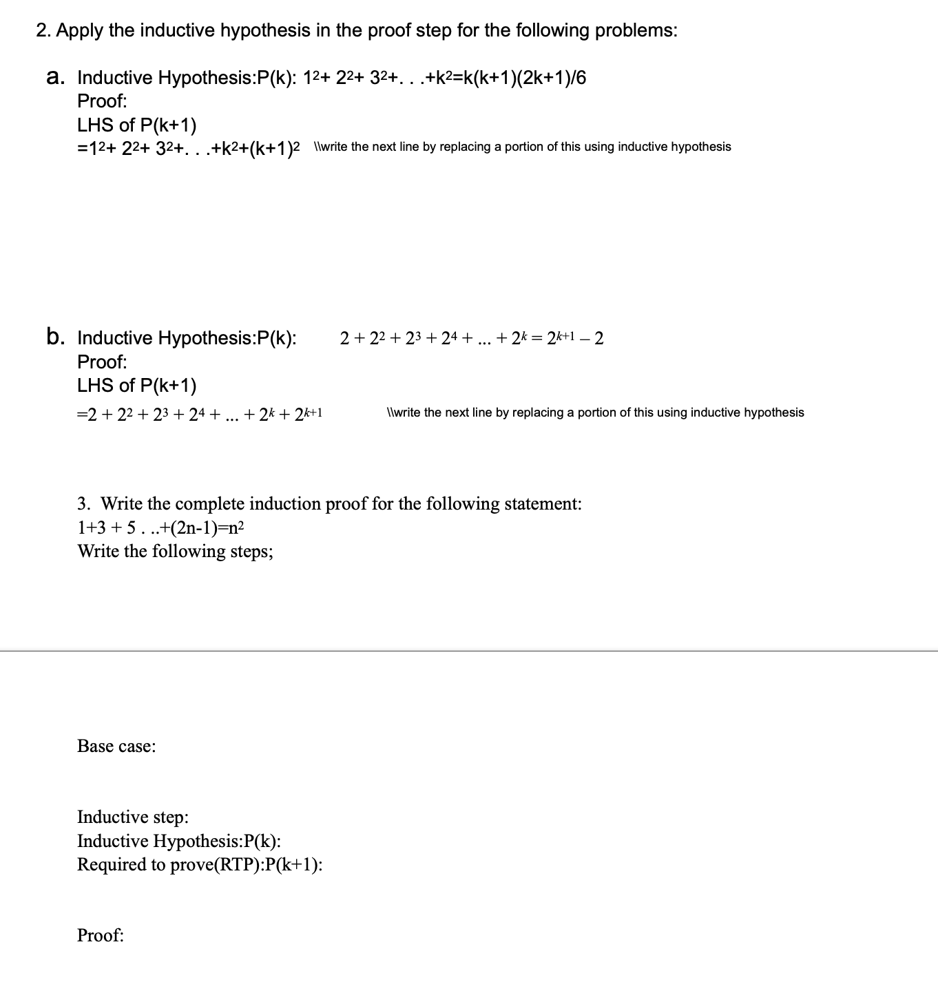 Solved 2. Apply the inductive hypothesis in the proot step | Chegg.com