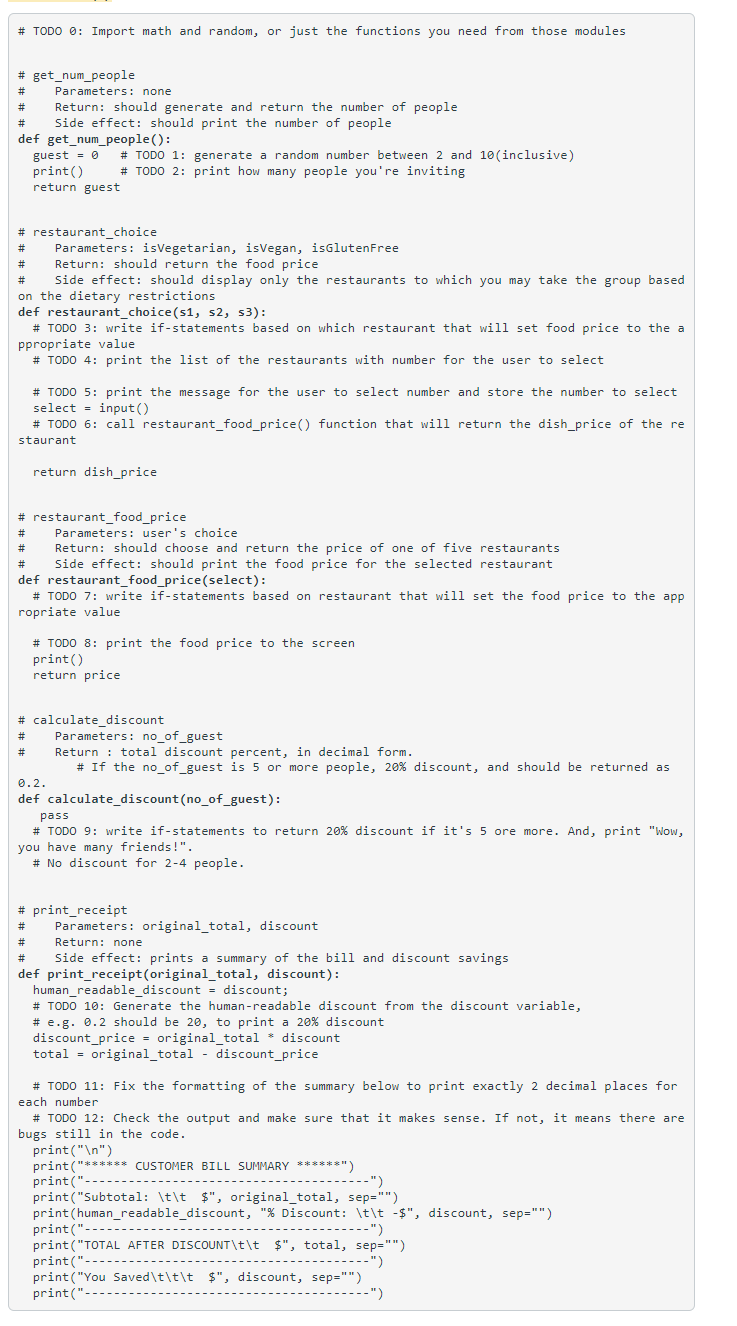 Solved # TODO 0: Import math and random, or just the | Chegg.com