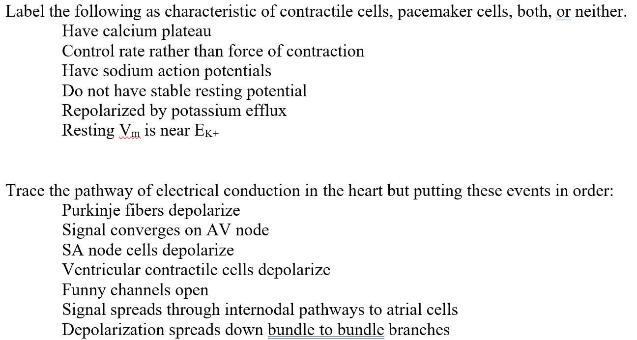 Solved Label the following as characteristic of contractile | Chegg.com