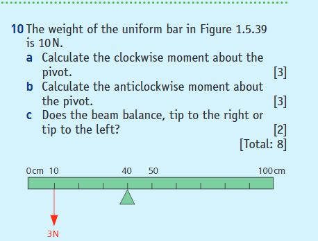 Solved 10 ﻿The weight of the uniform bar in Figure 1.5.39 | Chegg.com