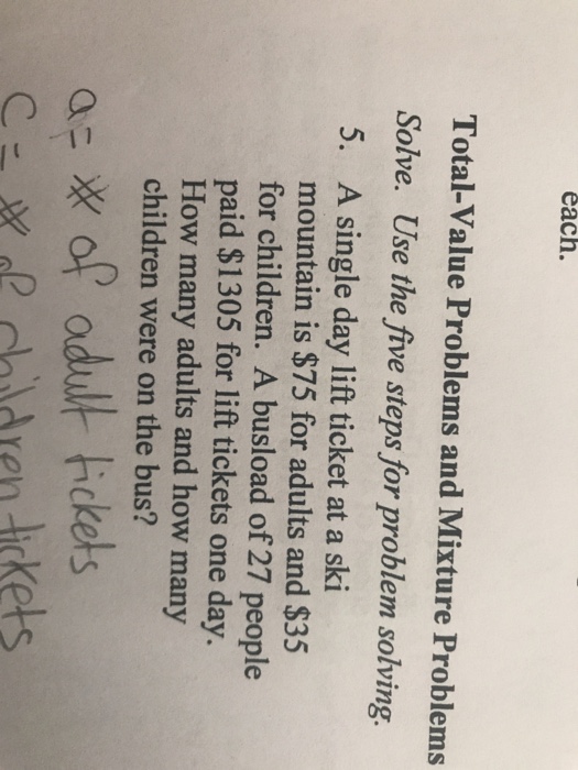Solved each Total-Value Problems and Mixture Problems Solve. | Chegg.com