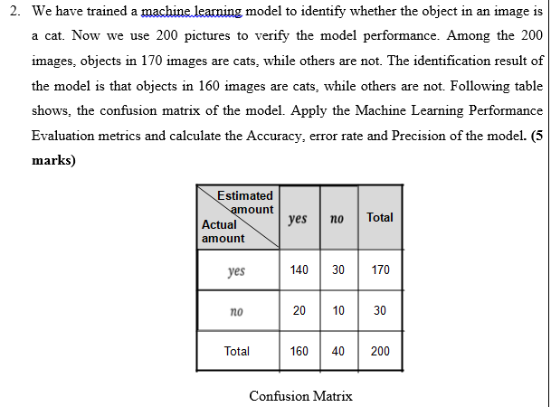 Solved 2. We have trained a machine learning model to | Chegg.com