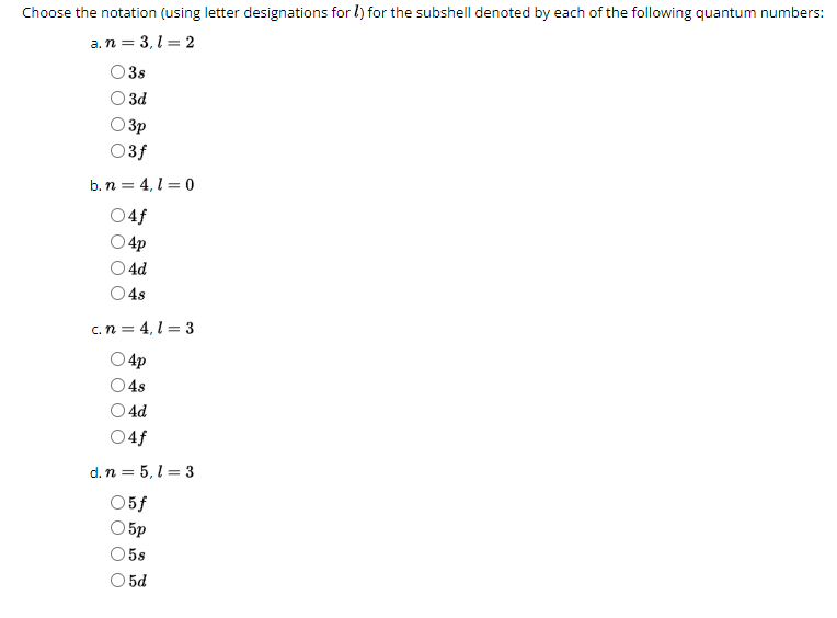Solved Choose the notation (using letter designations for l | Chegg.com