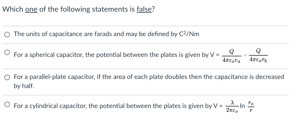 Solved To derive the expressions for capacitance of | Chegg.com