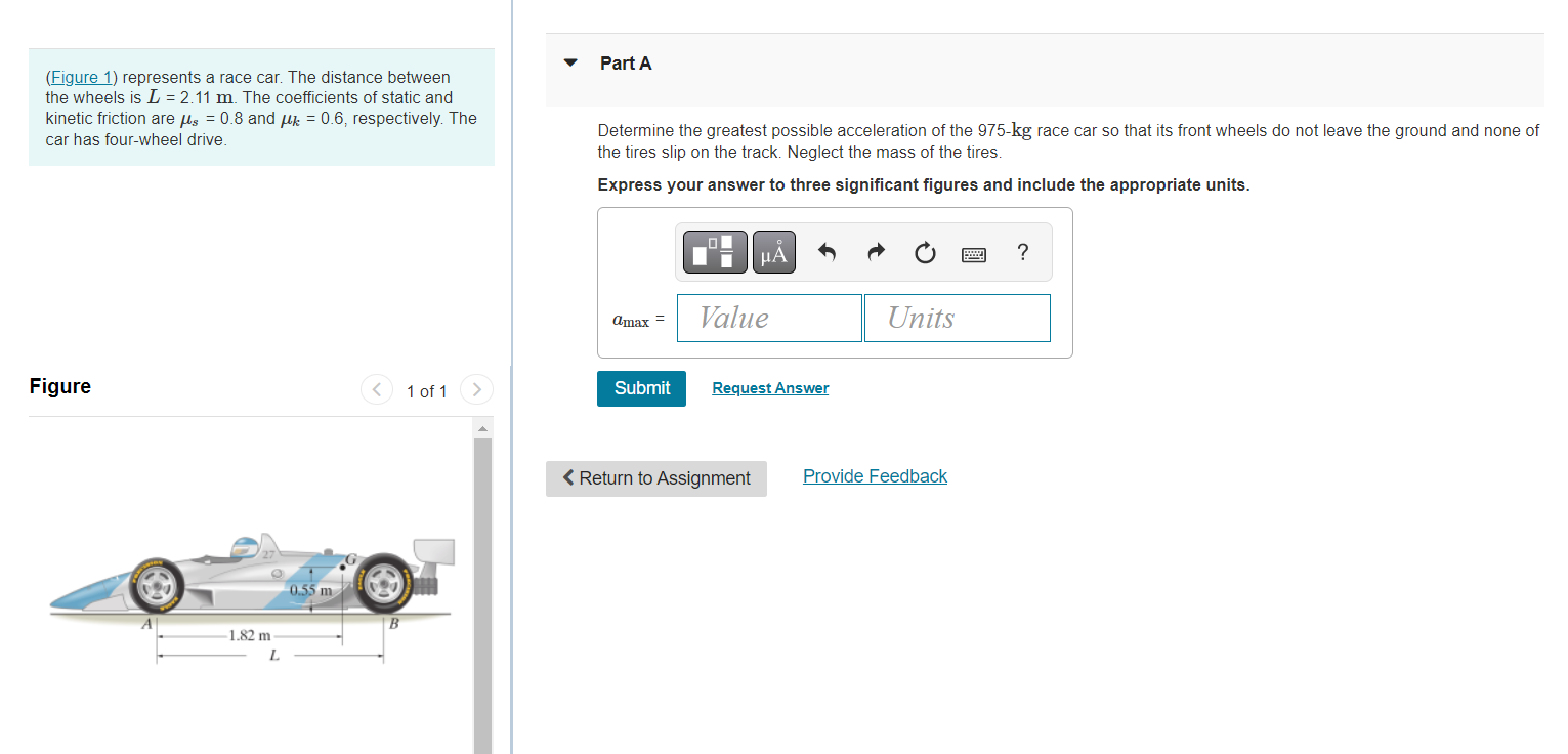 Solved (Figure 1) represents a race car. The distance | Chegg.com