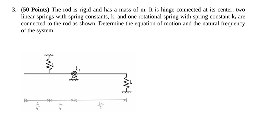 Solved 3. (50 ﻿Points) ﻿The rod is rigid and has a mass of m | Chegg.com
