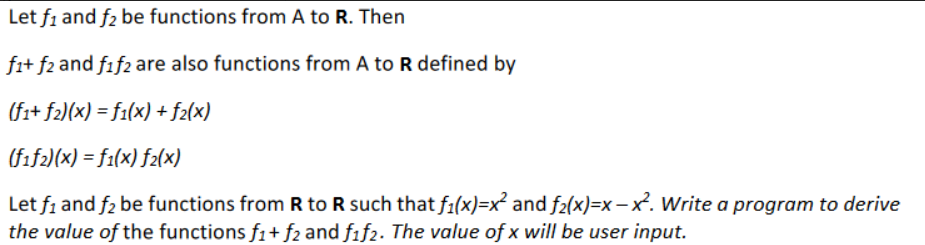 Solved Let f₁ and f₂ be functions from A to R. Then f1+ f2 | Chegg.com