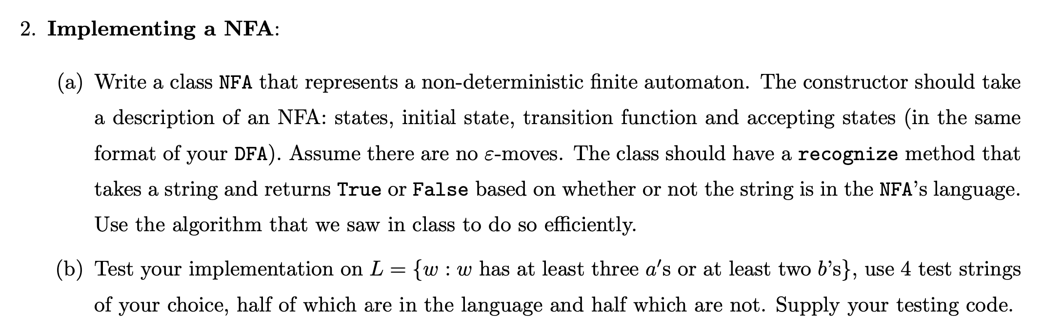 Solved Python: This is what I have so far: class NFA: def | Chegg.com