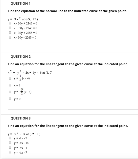 Solved Find the equation of the normal line to the indicated | Chegg.com