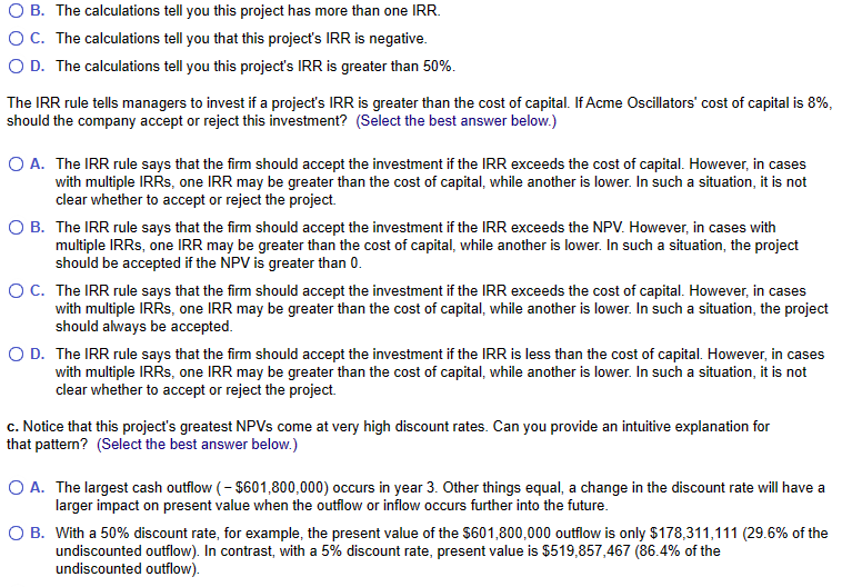 Solved 6. Problems with the IRR method Acme Oscillators is | Chegg.com