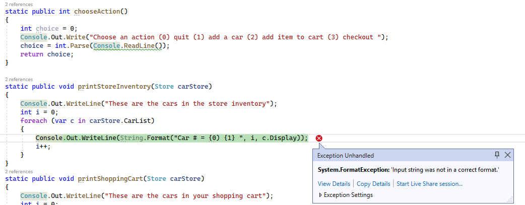 Solved D C:\Users\marke\source\repos CarClassLibrary CarShop | Chegg.com