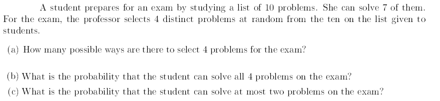 Solved A student prepares for an exam by studying a list of | Chegg.com