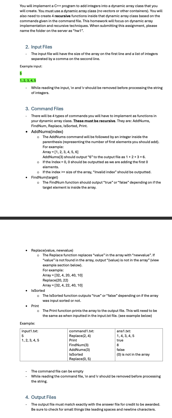 Solved You will implement a C++ ﻿program to add integers | Chegg.com