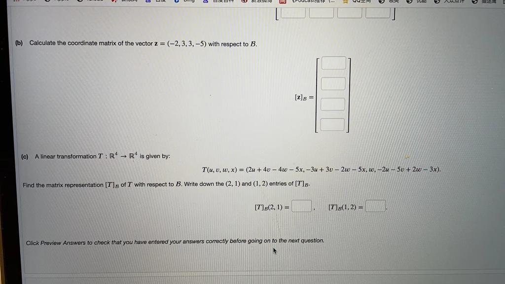 Solved Problem 4. (3 points) Consider the ordered basis of | Chegg.com