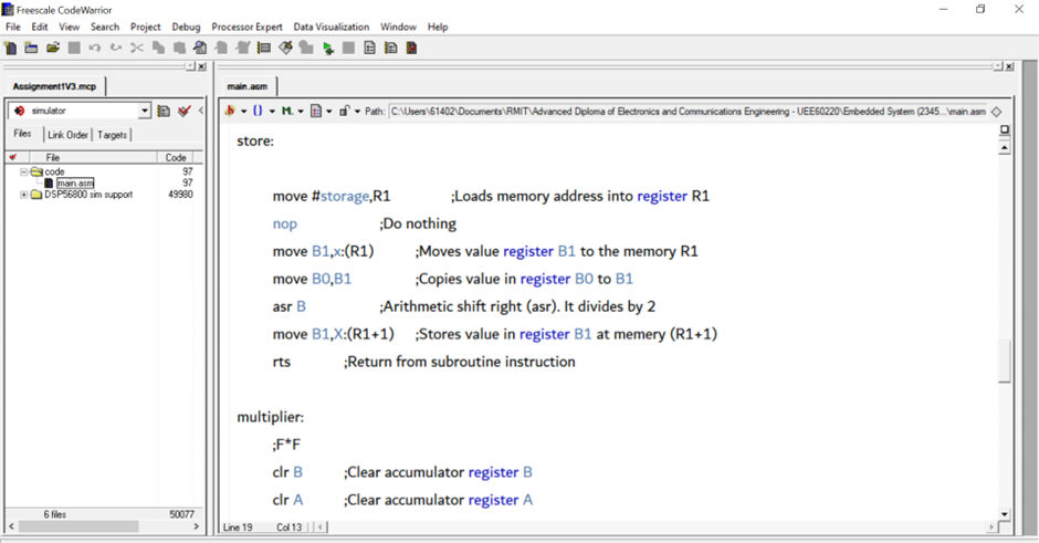 Solved E Freescale CodeWarrior File Edit View Search Project | Chegg.com
