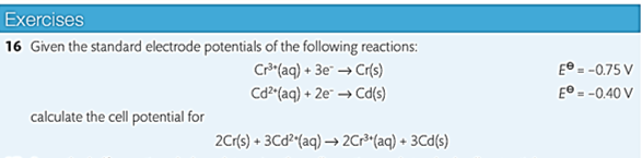 Solved 16 Given the standard electrode potentials of the | Chegg.com