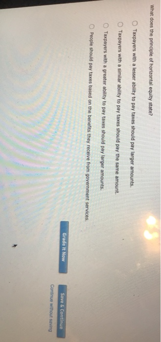 Solved What does the principle of horizontal equity state? O | Chegg.com