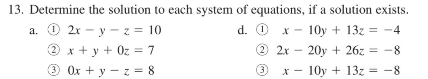 Solved Determine the solution to each system of equations, | Chegg.com