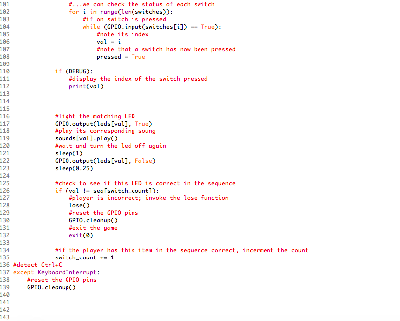 I need help coding a function into this Simon Python | Chegg.com