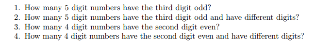 Solved 1. How many 5 digit numbers have the third digit odd? | Chegg.com